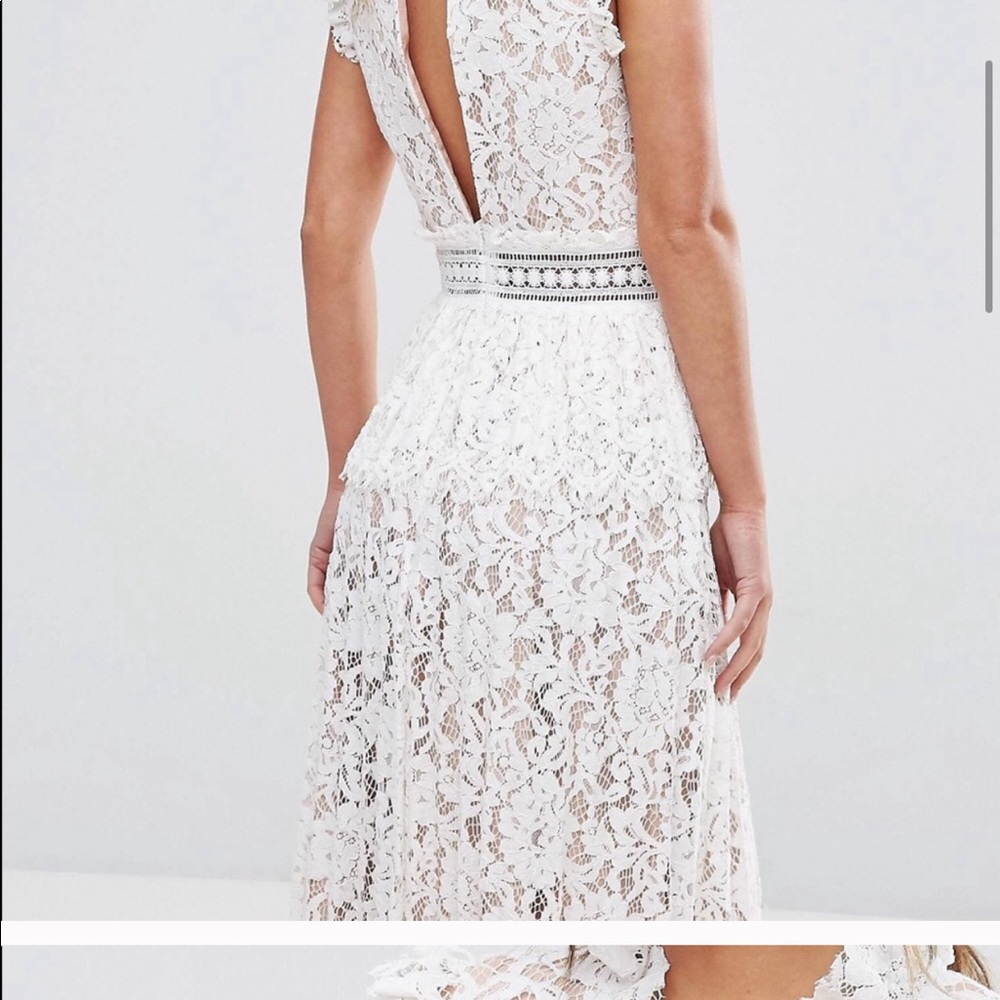 True Decadence Lace Dress With Ruffle Neck - Gem
